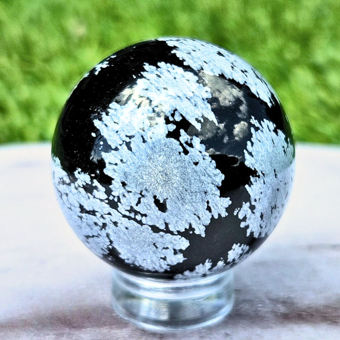 Snowflake Obsidian Sphere – Cats Love Crystals